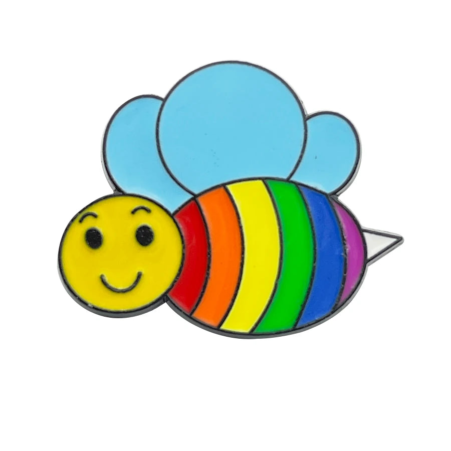 Rainbow Bee Badge | Badges UK
